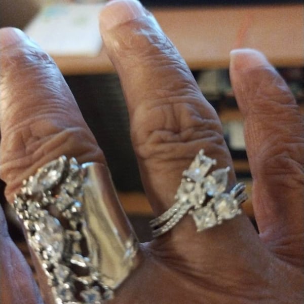 Long Statement Ring, 925 Sterling Silver Ring, Shield Ring, Cubic ...