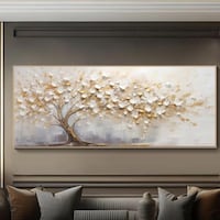 Original Flower Painting on Canvas Textured Wall Art Neutral Tone Custom Wall Art Floral ...