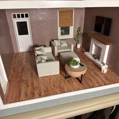 Round Beaded Mirror Natural Wood Macy Mae 1:12 Scale Miniature ...