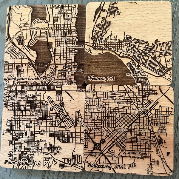 Custom 3D Map on Wood, Any City, Laser Cut/engraved, 5 Layers, Portland ...