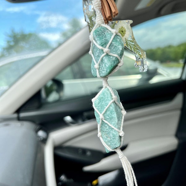 Crystal Macrame Car Mirror Hanging/ Key Chains - Etsy