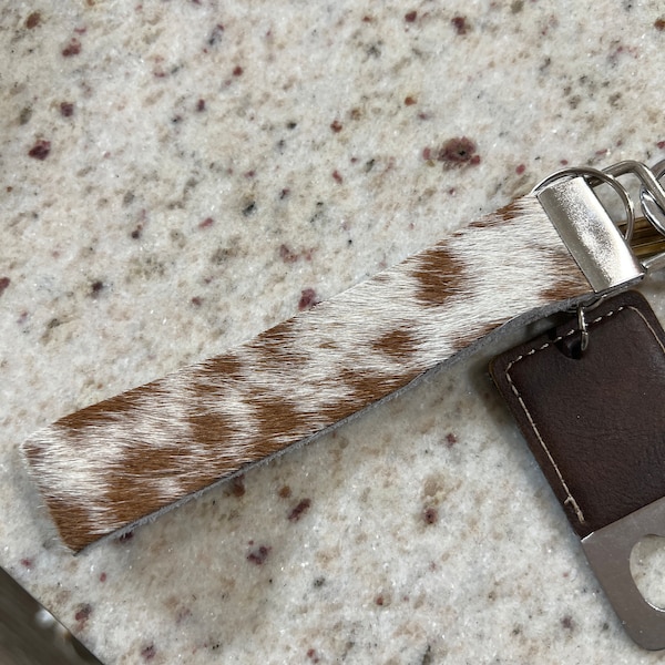 Cowhide Keychain | Western Keychain | Genuine Cowhide Key Fob | Black ...