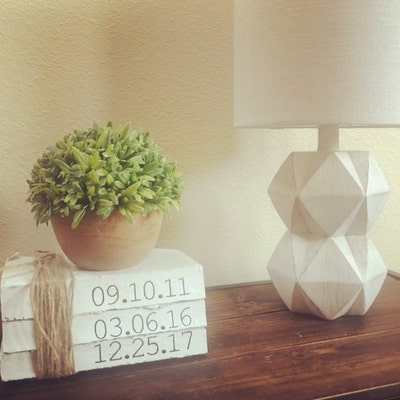 Personalized Book Stack Stacked Book Set Stamped Books Rustic Books ...