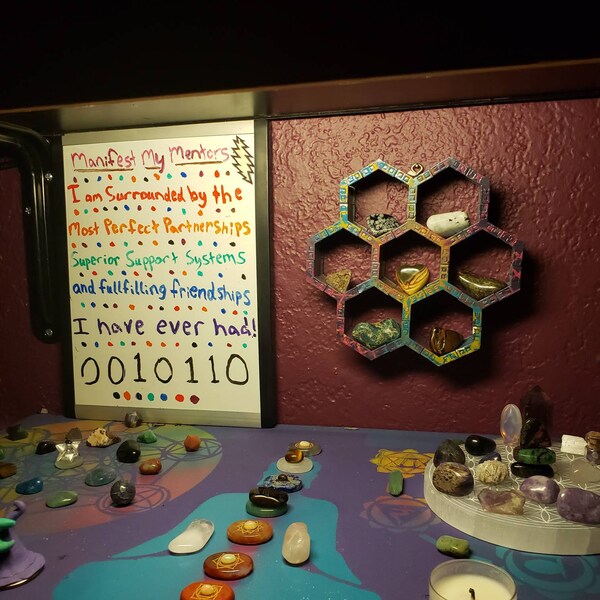 DIY Honeycomb Cube Grid Shelf Display - Sacred Geometry Hexagon ...