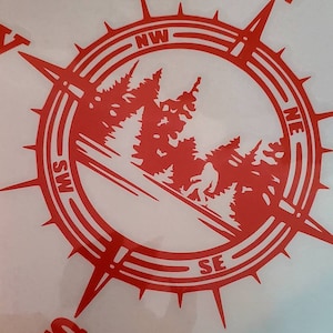 Wolf Compass PNW Vinyl Decal Compass Sticker Howling Wolf | Etsy