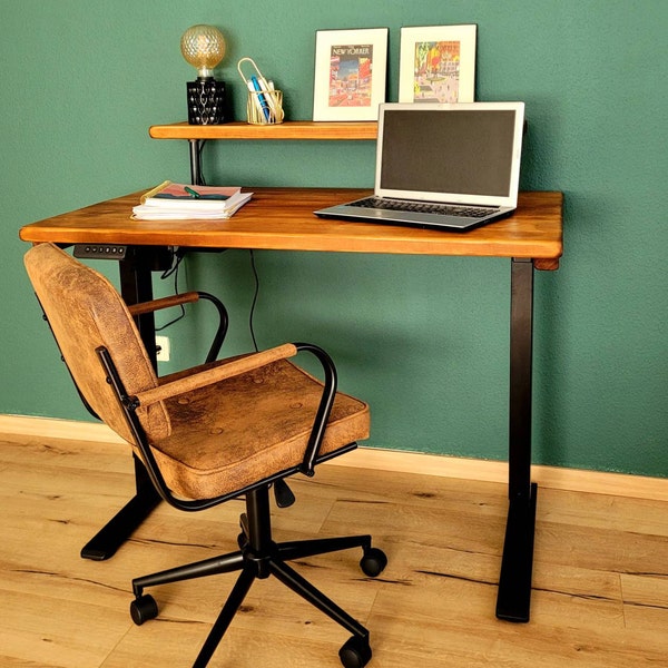 Industrial Style Height Adjustable Desk | Sit Stand Desk With Electric ...