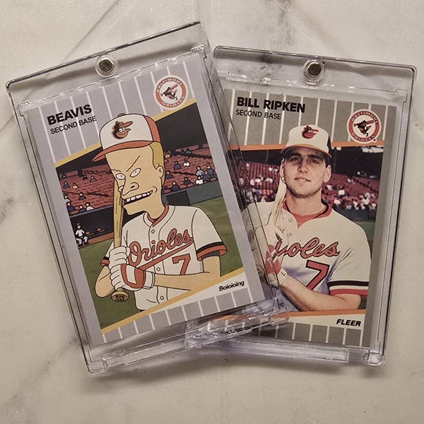 BEAVIS 1989 Billy Ripken Custom Parody Baseball Card - Baltimore ...