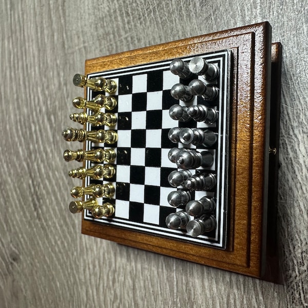 Miniature Chess Set With Metal Magnetic Chess Pieces and Storage Drawer ...