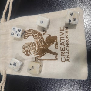 UNIQUE Pip Design Large Medieval Bone Dice Set qty 5 Mat Cauthon's Dice ...