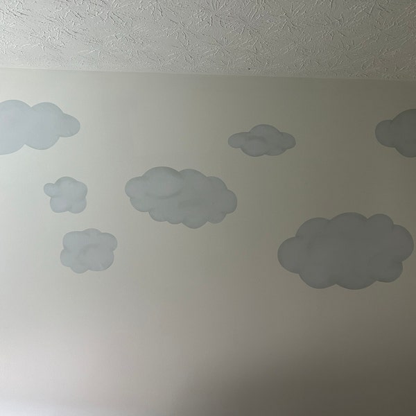 Cloud Wall Decals, Set of 9 Fluffy Clouds, Watercolor Wall Stickers for ...
