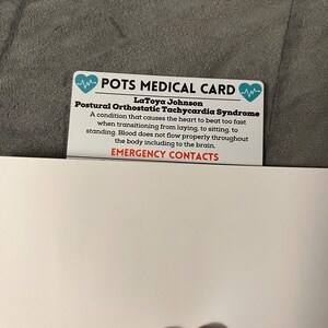Pots Medical Card Pots Syndrome Medical Card Pots Awareness - Etsy