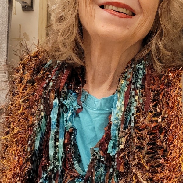 Denim Scarf, Blue Denim Scarf, Scarf Necklace, Denim Scarf Jewelry ...