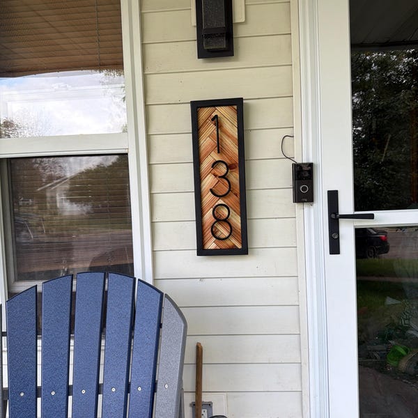 Modern Vertical Herringbone Address Sign - Etsy