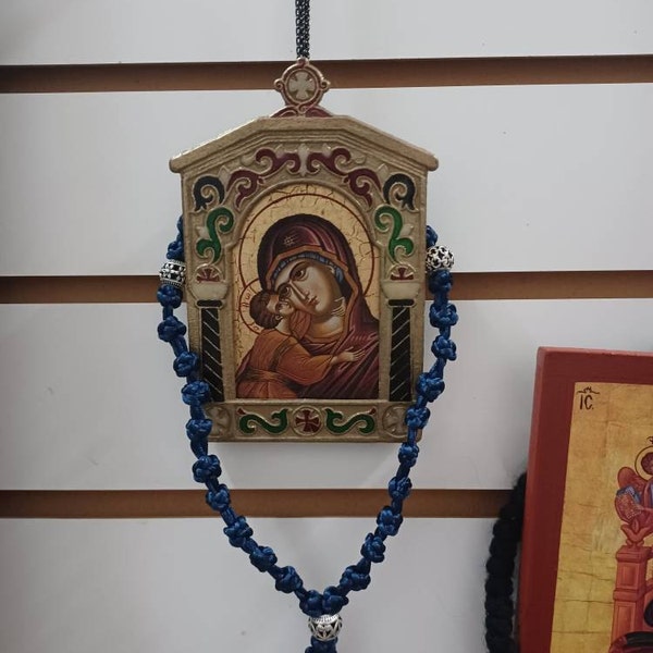 White 33 Knot Eastern Orthodox Prayer Rope Byzantine Style Cross and 3 ...