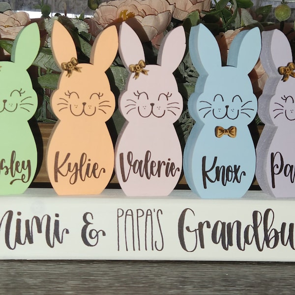 Personalized Easter Bunny Block - Chunky Wooden Easter Bunny - Custom ...