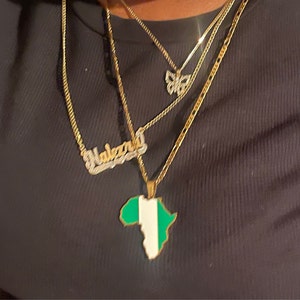 Beautiful Iraq Map Contour Pendant With Small Heart Charm Necklace ...
