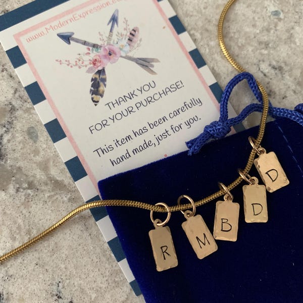Gold Scrabble Necklace - Personalized Square Necklace - Hand Stamped ...