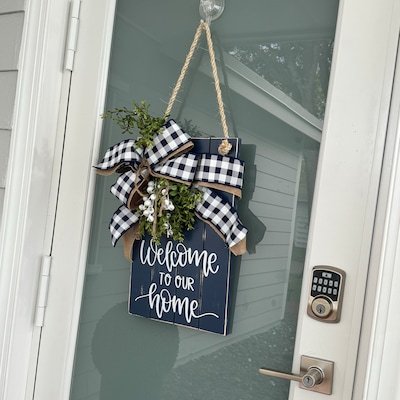 Welcome, Large Wooden Door Sign, Door Hanger, Farmhouse, Door Decor ...