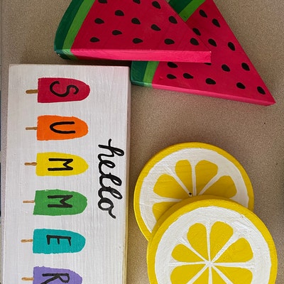 Set of 2 Wooden Lemon Slices Lemon Tiered Tray Decor Wood Lemon Slice ...