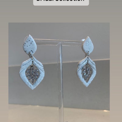 Small Ella Shell Inspired Embossed Drop Dangle With Hole Polymer Clay ...