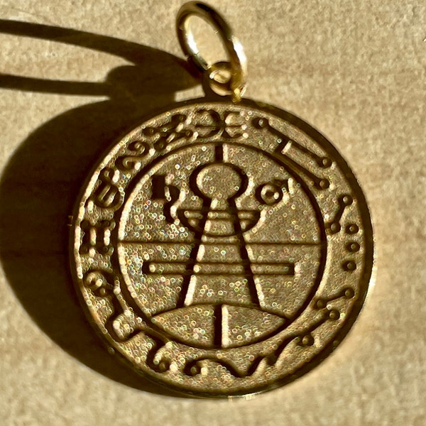 14k Solid Gold Seal of Solomon Necklace, Personalized King Solomon ...