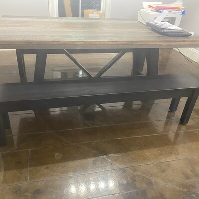 Tavern Farmhouse Bench, Rustic Solid Wood Bench / Stained All Black ...