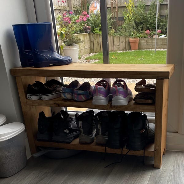 Wall Mounted Reclaimed Timber Welly Rack / Shoe Rack / Boot Rack - Etsy