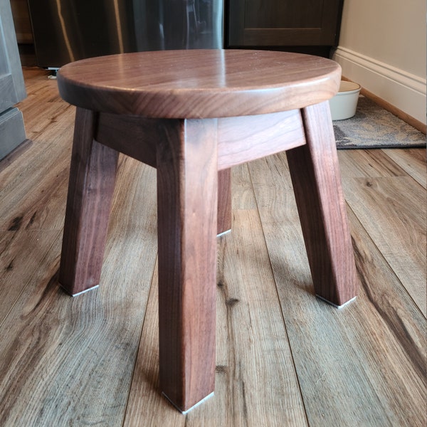 Walnut, Round Stool, Step Stool, Mission Style, Farmhouse, 8" - 10 ...