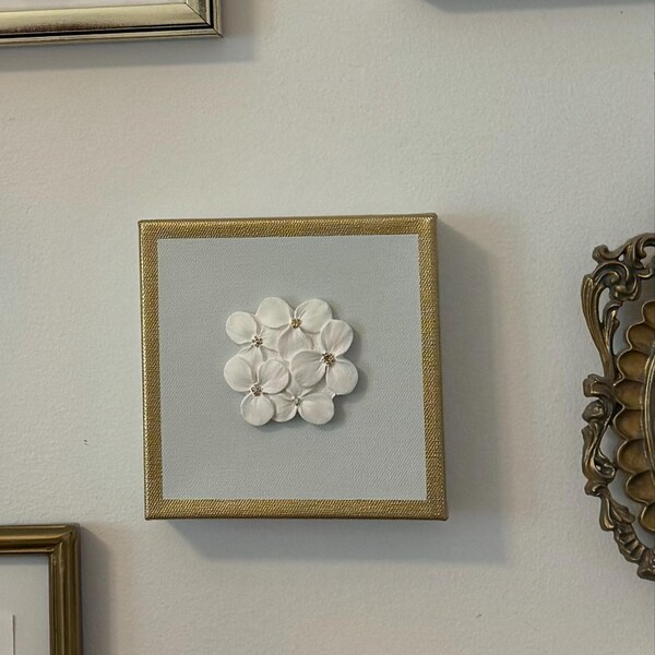 Botanical Intaglio Art on 5X7 or 6X6 Canvas, Plaster Medallions of ...