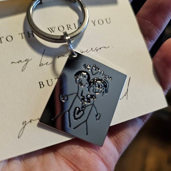 Actual Handwriting Keychain, Kids Drawing Keychain,customized Signature ...