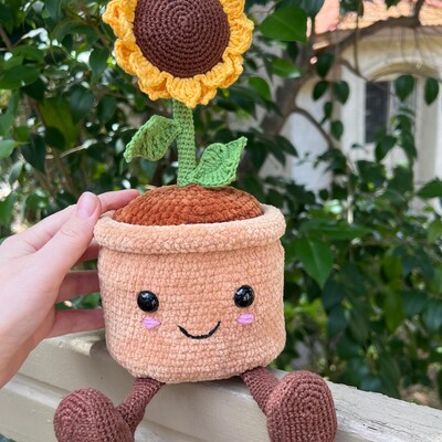 Crochet Sunflower in a Pot PATTERN Amigurumi Crochet Pattern for a ...