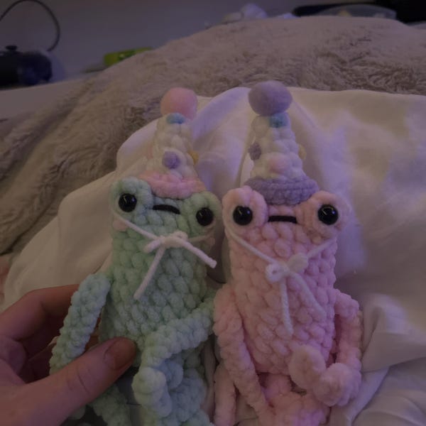 Crochet Birthday Party Leggy Frog Plush Stuffed Animal *made to Order ...