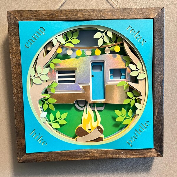 3D VINTAGE CAMPER SVG - Camping Shadow Box Svg - Layered Cardstock Svg ...