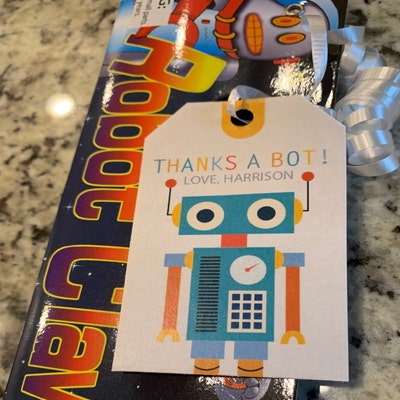Robot Party Favor Tags Personalized, Birthday Thank You Tags, Robot ...
