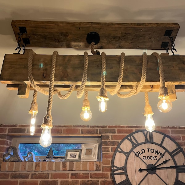Stunning Rustic Solid Reclaimed Wooden Beam Ceiling Light Compete With ...
