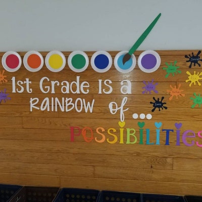 Teachers School Bulletin Board Cutouts DIY Kit rainbow of Possibilities ...