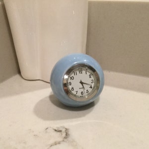 Small Desk Clock, Ball Shaped Baby Blue Ceramic Table Clock, Baby Blue ...