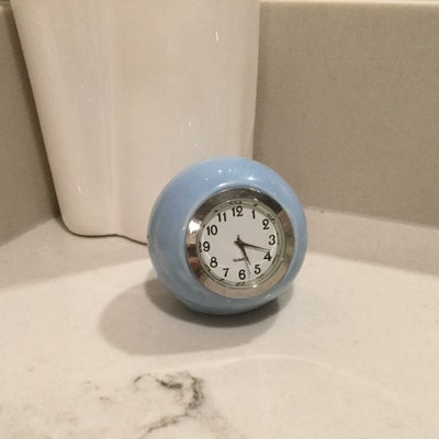 Small Desk Clock, Ball Shaped Baby Blue Ceramic Table Clock, Baby Blue ...