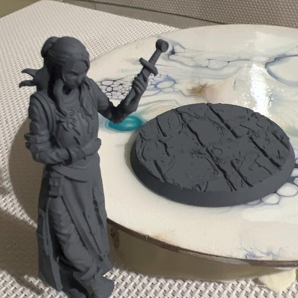 Elven Female Bard Twin Goddess Miniatures D&D Silv TTRPG 32mm Miniature ...