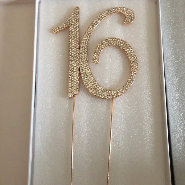 16 ROSE GOLD Birthday Cake Topper | 16th Decoration Ideas | Sweet ...