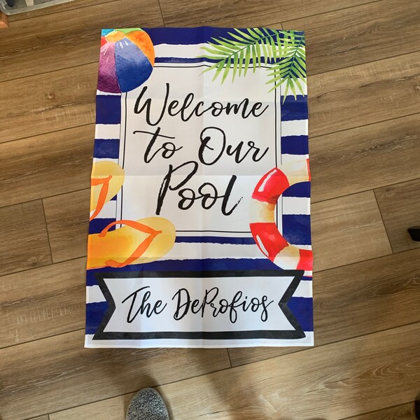 Welcome to Our Pool Flag, Pool Flag, Swimming Pool Flag, Personalized ...