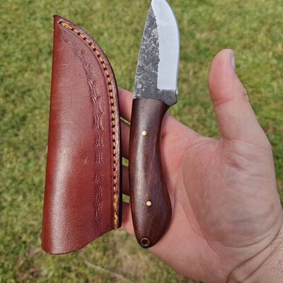 Hand Forge Bushcraft Knife With Sheath Rosewood Fixed Blade Custom Knife Hunting Knife Camping ...