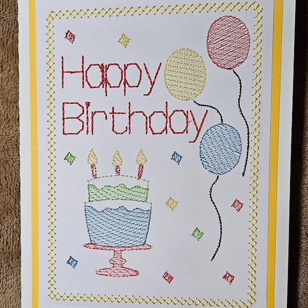 Happy Birthday Card Embroidery Machine Design, Embroidery on Paper ...