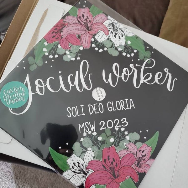 Custom "social Worker" Graduation Cap Topper, Social Work Graduation ...