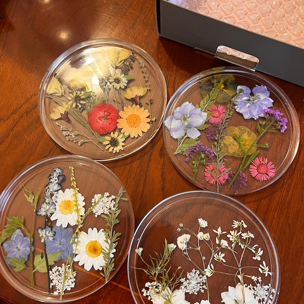 Natural Flowers Coasters,colorful Pressed Real Floral Outdoor Coaster ...