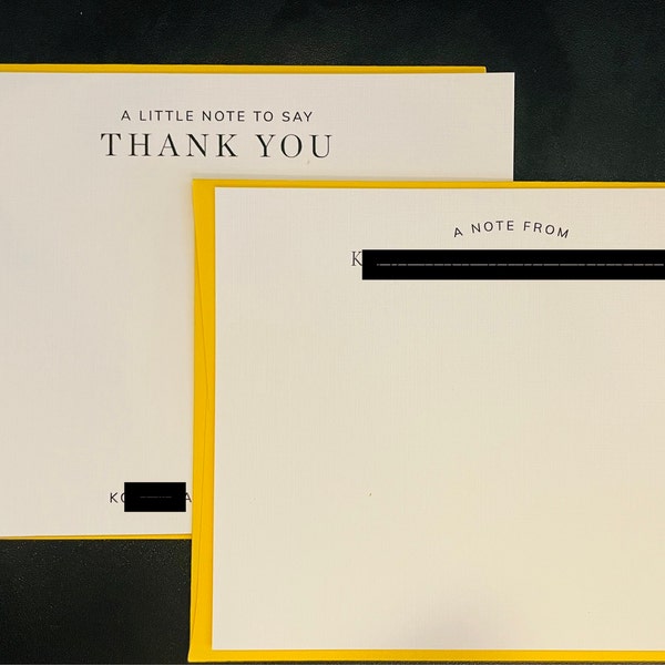 Personalized Thank You Note Cards & Envelopes, Signature Flat Notecards ...