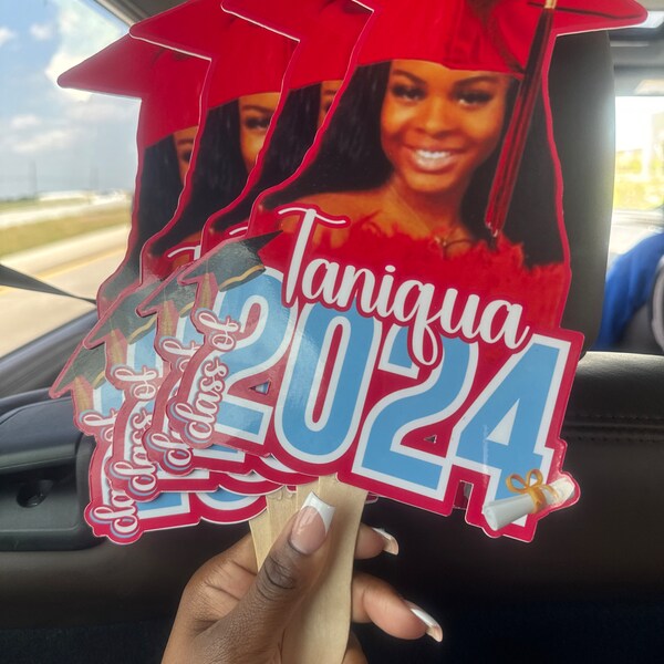 Custom Graduation 2024 Fan, Big Head on a Stick, Custom Graduation Big ...