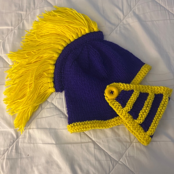 Knight Hat With Fringe Blade, Knitted Sir Knight Hat, Acrylic, Helmet ...