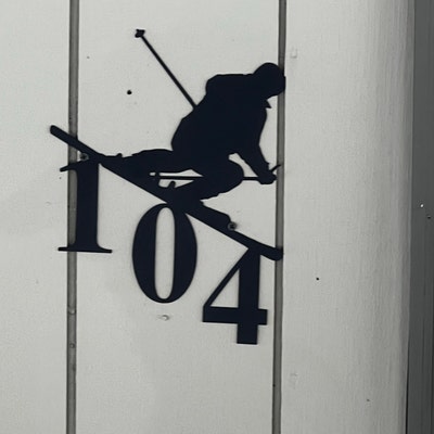 Ski Sign, Mountain Skier Sign, Ski Address Sign, Custom Ski Sign ...
