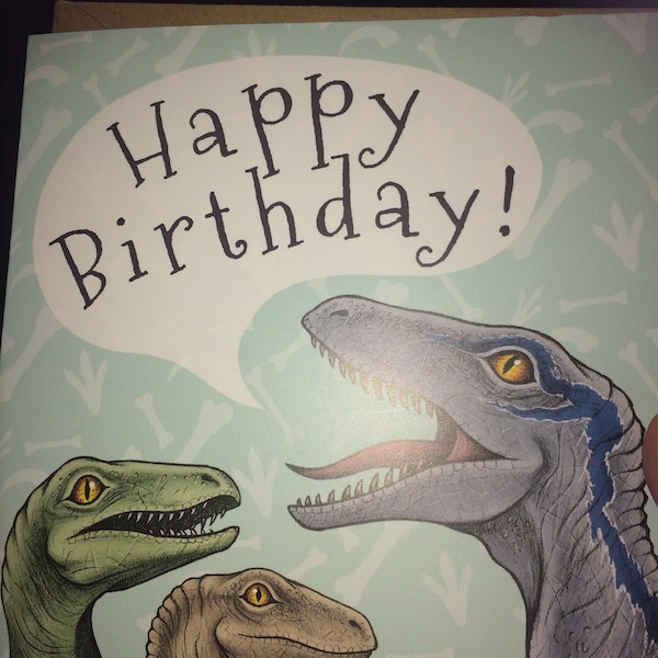 Velociraptors Illustration Happy Birthday Card - Etsy